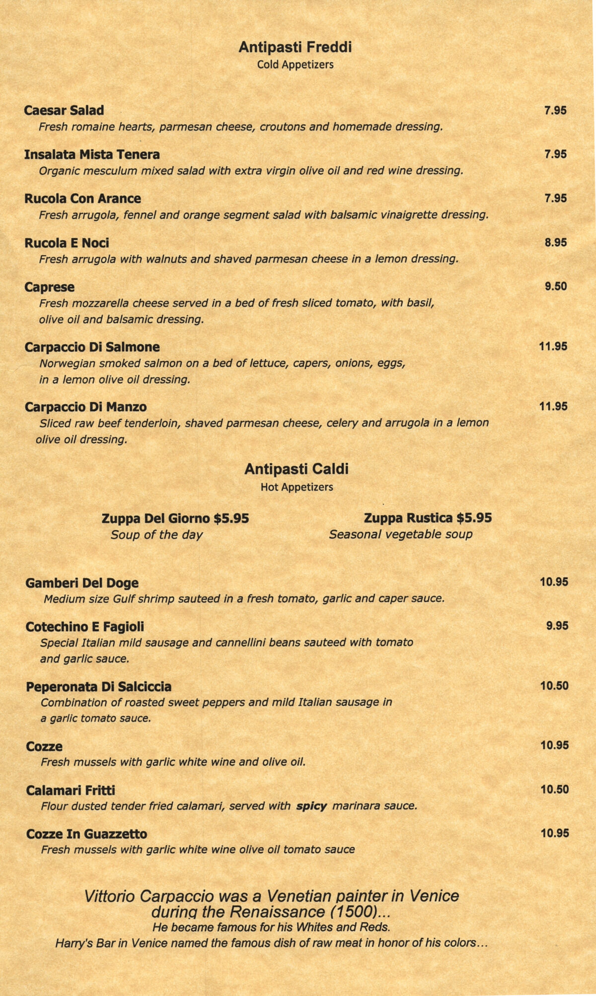 Menu | Il Carpaccio
